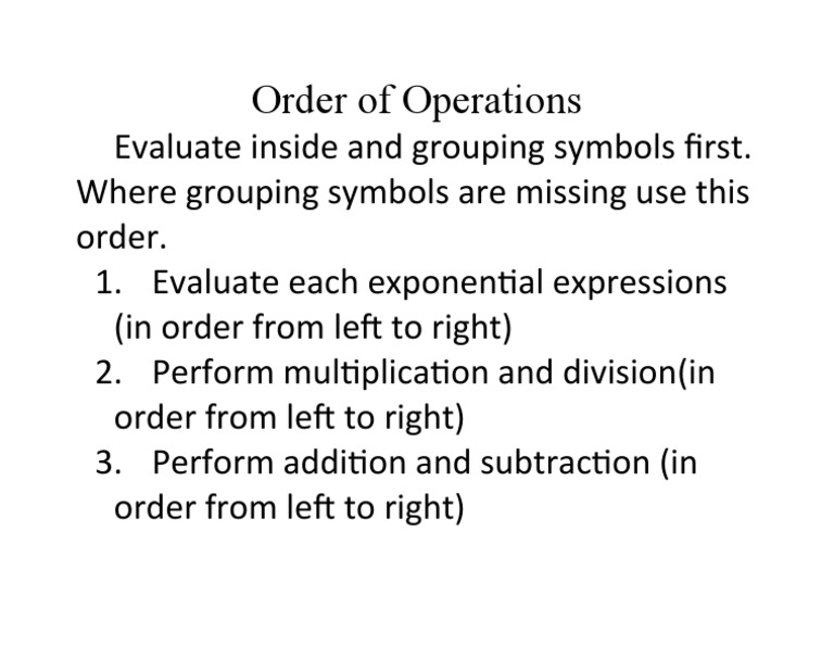 Order of Operations | PDF | Teaching Methods & Materials