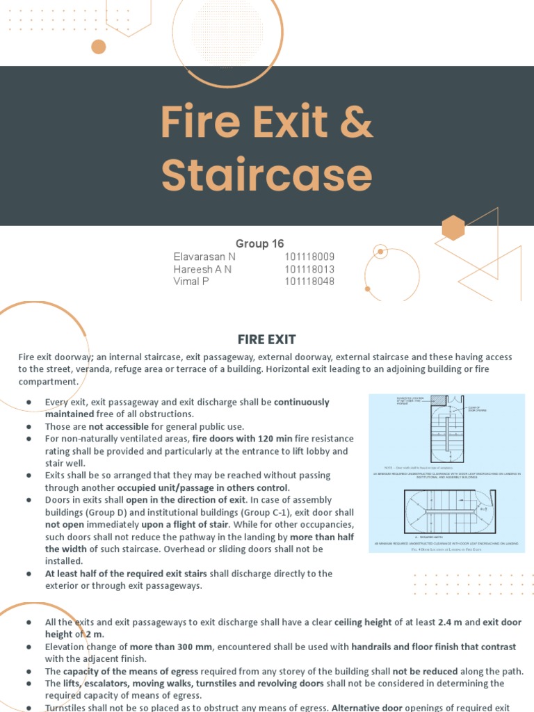 Fire Exit and Staircase Regulations | PDF | Stairs | Door
