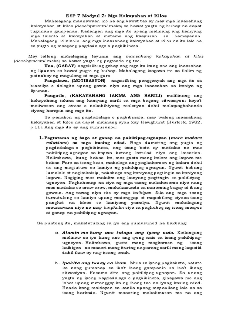 ESP 7 Modyul 2 | PDF