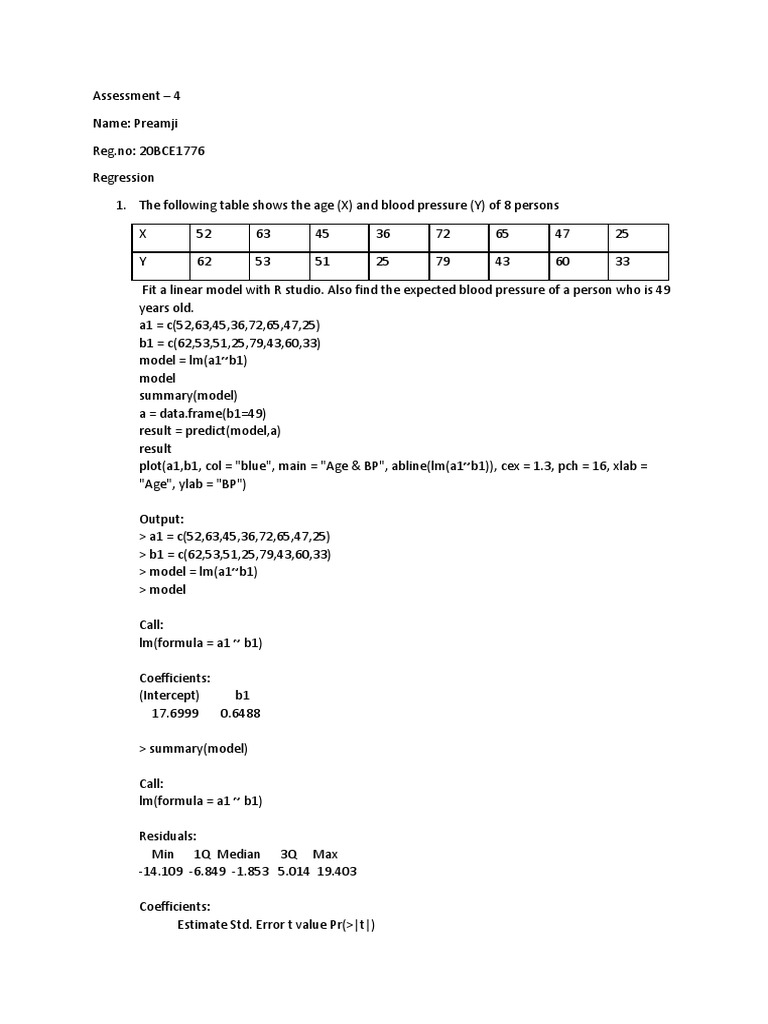 L11 L12 Assessment Regression Pdf Errors And Residuals Coefficient Of Determination 