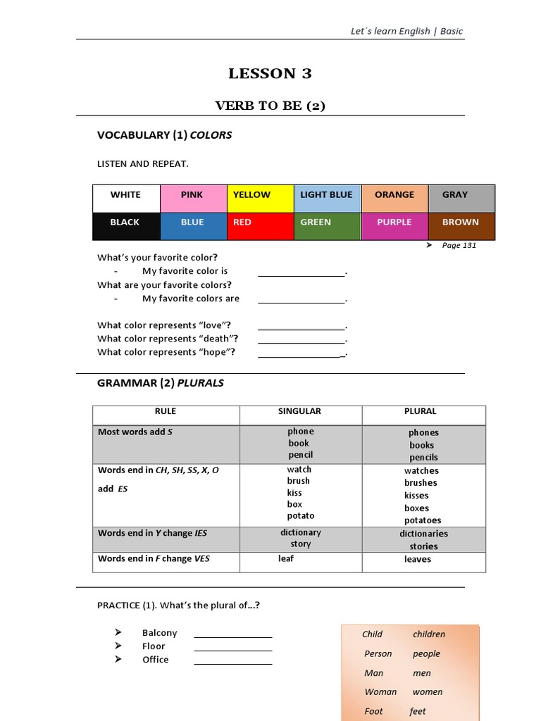 Let's Learn English | Basic: Lesson 3 on Verb To Be (2) including ...