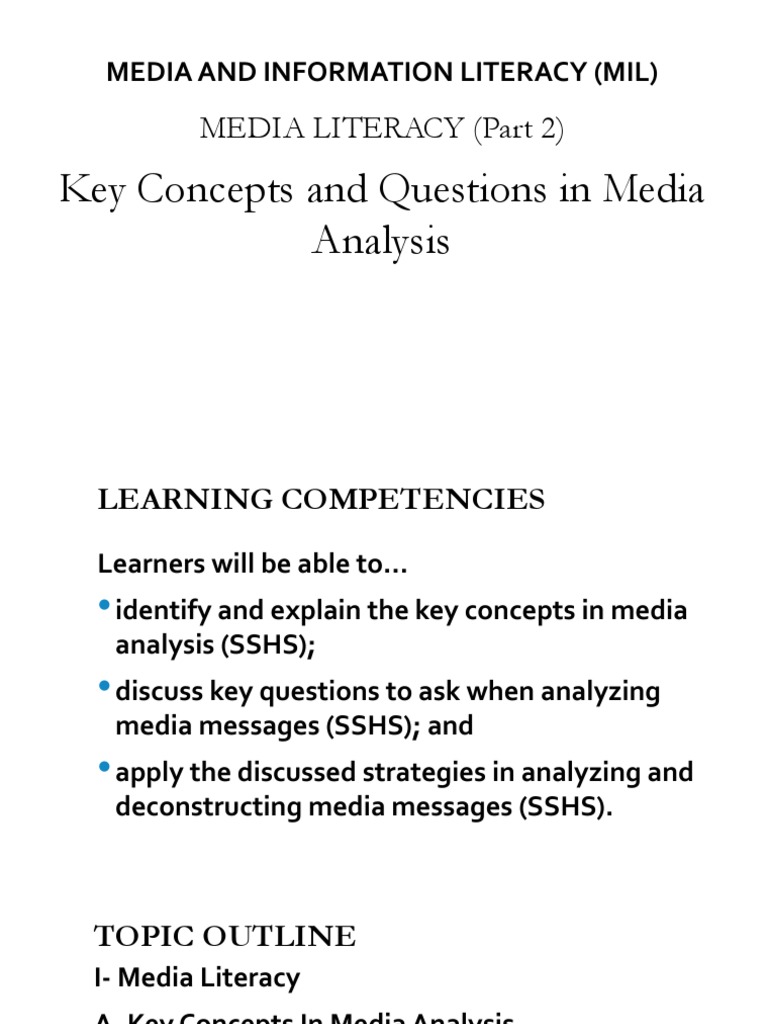 4.MIL Media Literacy (Part 2) - Key Concepts and Questions To Ask in Media Literacy | PDF ...