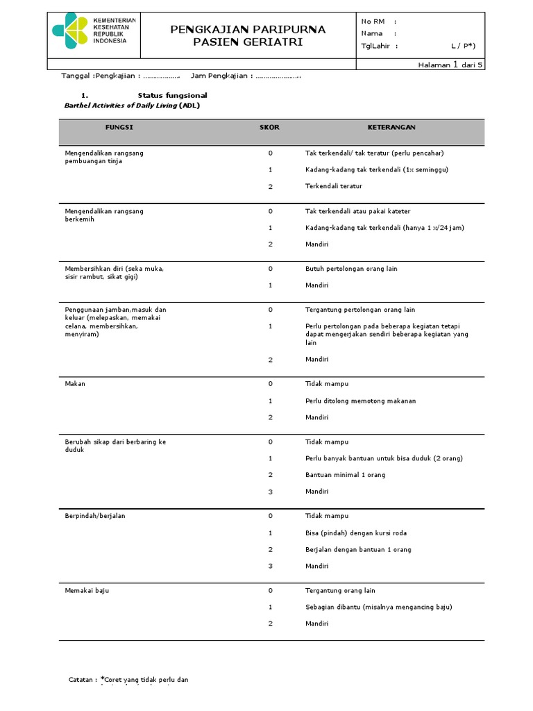 Instrumen CGA WHO (ADL) | PDF