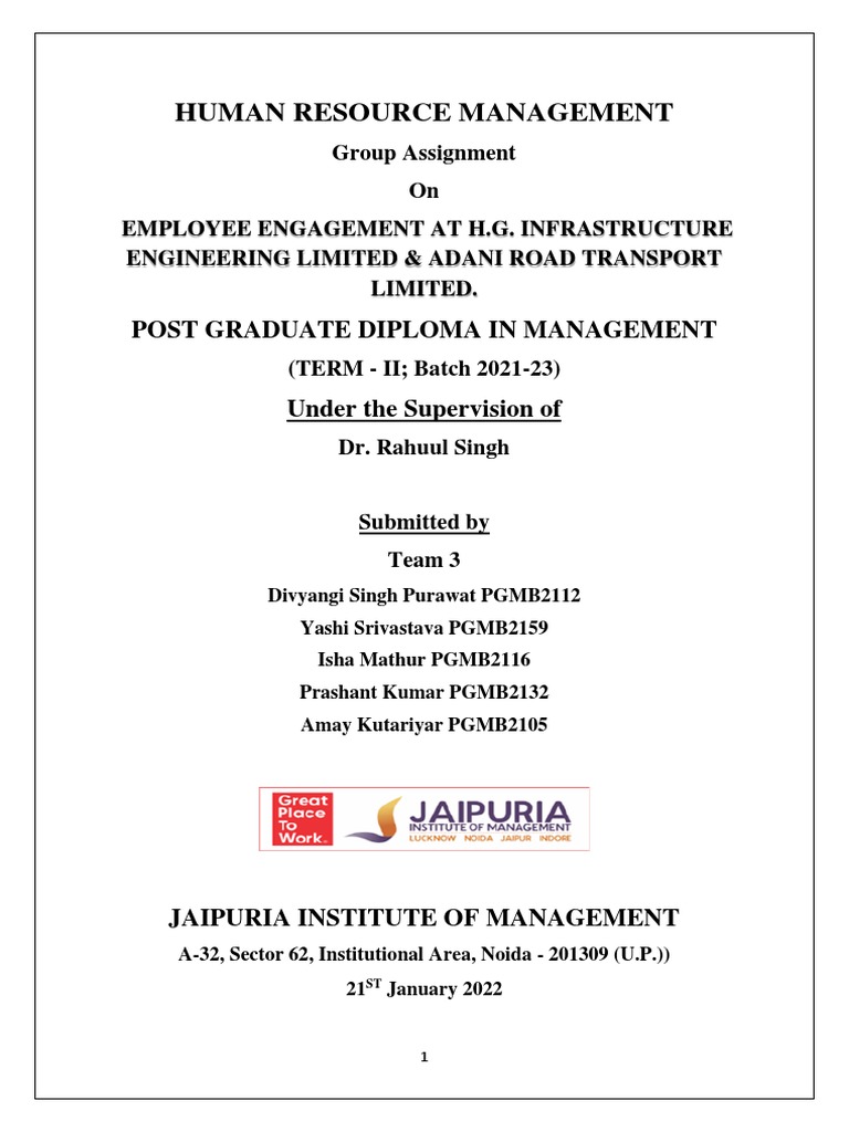 Group 3 - MHR Project Report | PDF | Employment | Infrastructure