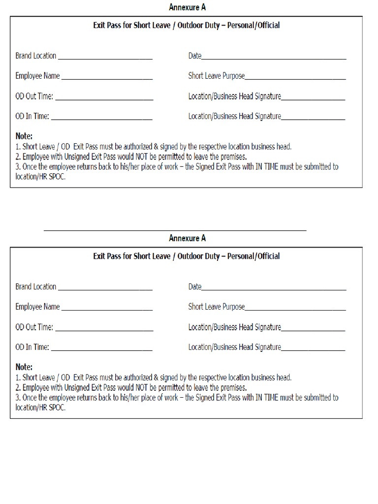 Out Door Gate Pass | PDF