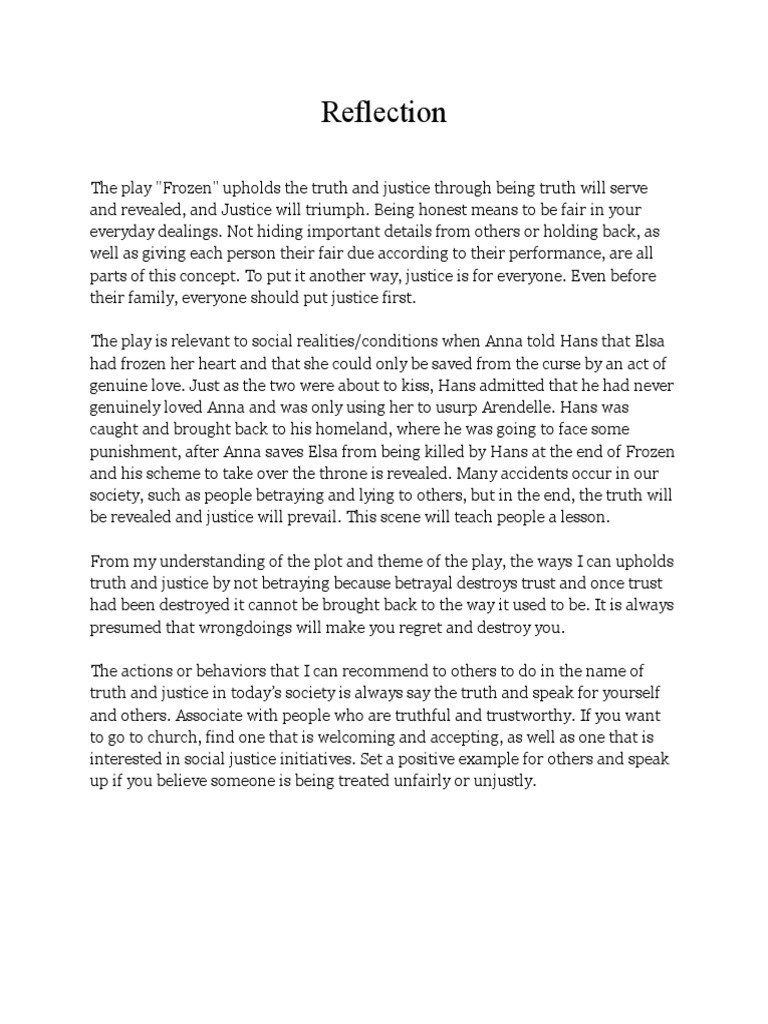 Reflection About The Movie "Frozen" | PDF