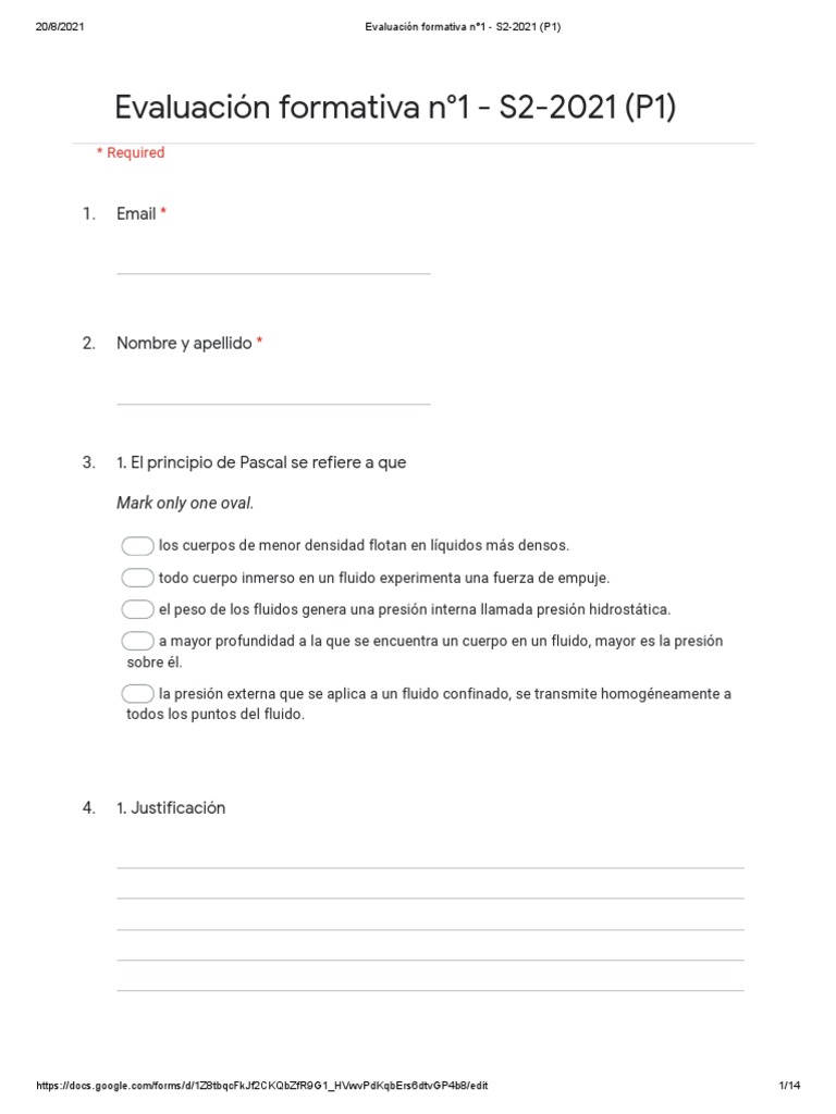 Ev Formativa Fluidos | PDF | Presión | Mercurio (Elemento)