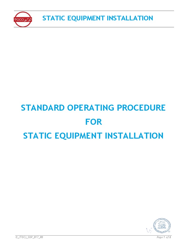 O_(TOC)_SOP_017_R0 -SOP for for Static Equipment Installation | PDF ...