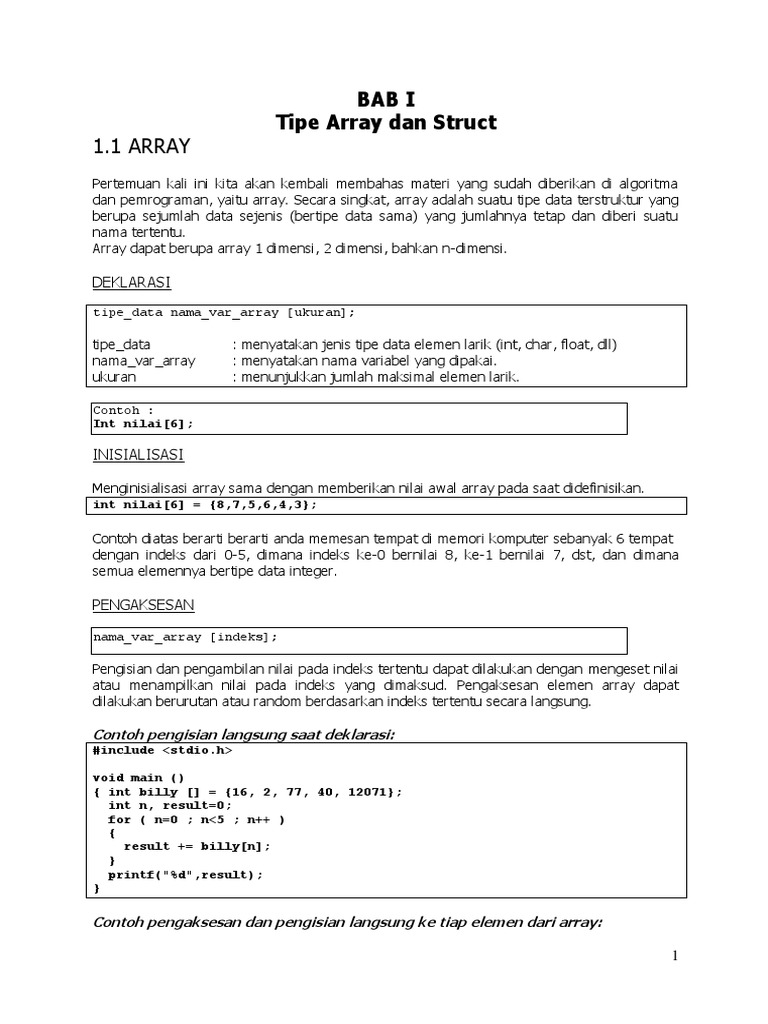 Modul I Array and Struct-1 | PDF