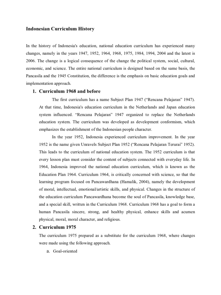 Indonesian Curriculum History | PDF | Competence (Human Resources ...