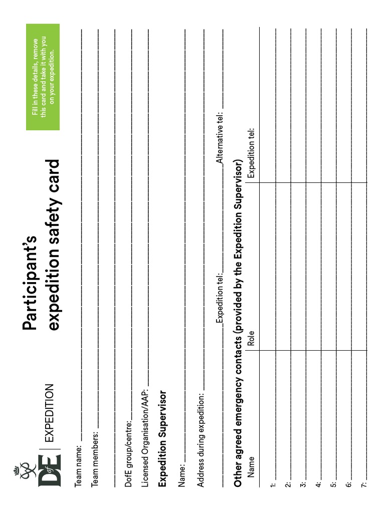 Bronze Expedition Safety Card | PDF | Emergency