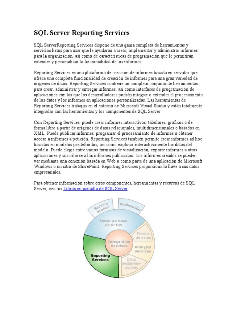 Herramientas y Funciones de SQL Server Reporting | PDF | Servidor SQL ...