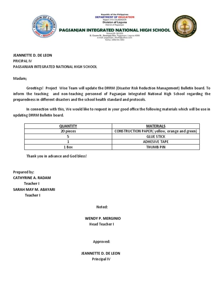 Letter of Request For Materials | PDF