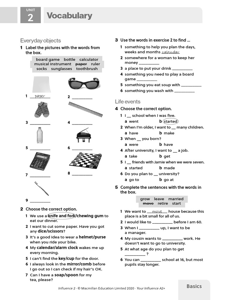 L2 A2PLUS U2 Vocabulary Basics | PDF