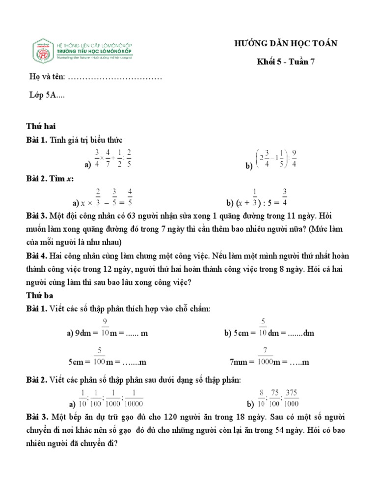 HDH Toan Tuan 7 | PDF