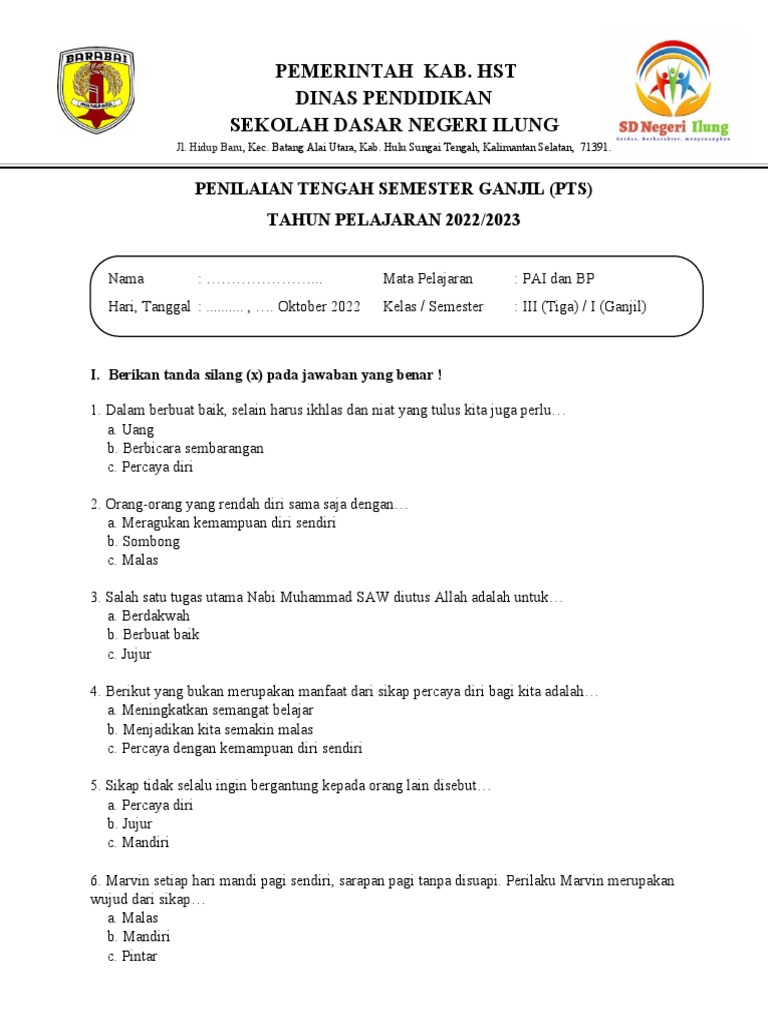 PTS PAI KELAS-3 - Revisi | PDF | Karier & Perkembangan | Pengembangan Diri