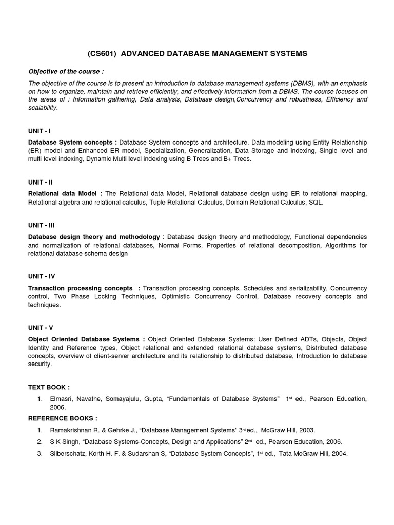 DBMS Syllabus | PDF DBMS Syllabus | PDF
