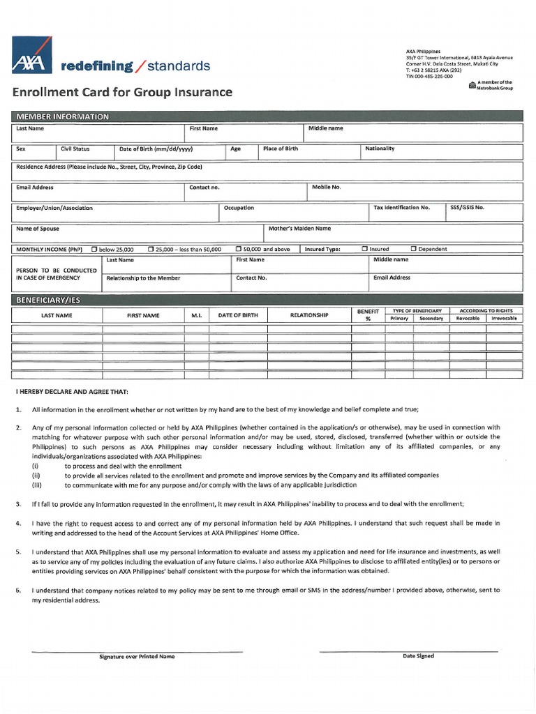 Axa Form | PDF