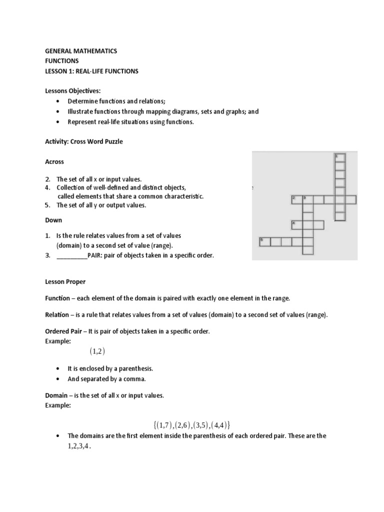 GENERAL MATHEMATICS Lesson 1 | PDF | Set (Mathematics) | Function (Mathematics)