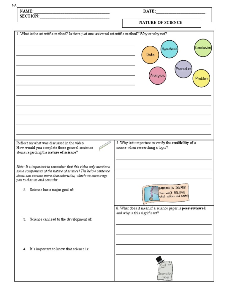 Answer Sheet (Nature of Science) | PDF