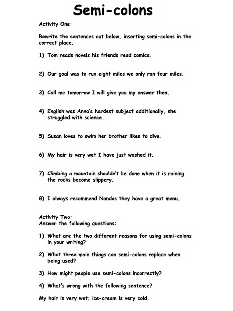Semi Colon - GRP 2 | PDF