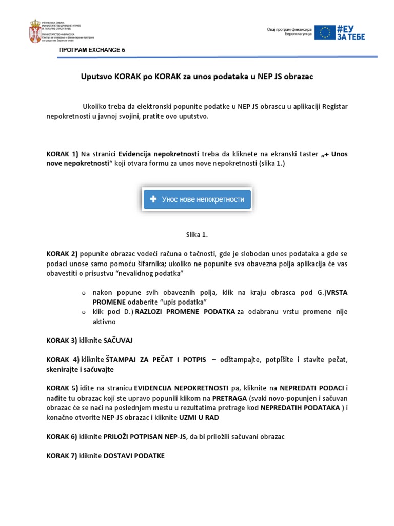 Uputsvo KORAK Po KORAK Za Unos, Azuriranje, Brisanje Dostavljenih ...