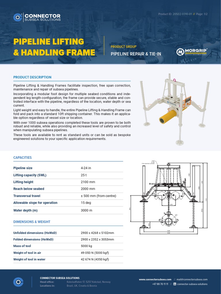 0310 CSS Pipeline Lifting Handling Frame | PDF | Subsea (Technology ...