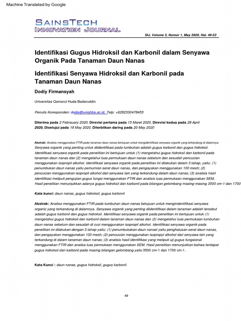 Identifikasi Gugus Hidroksil dan Karbonil | PDF