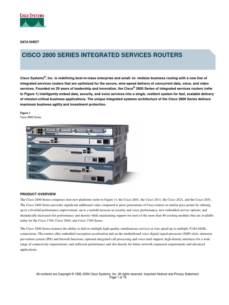 Datasheet Cisco 2800 Series | PDF | Virtual Private Network | Computer Network