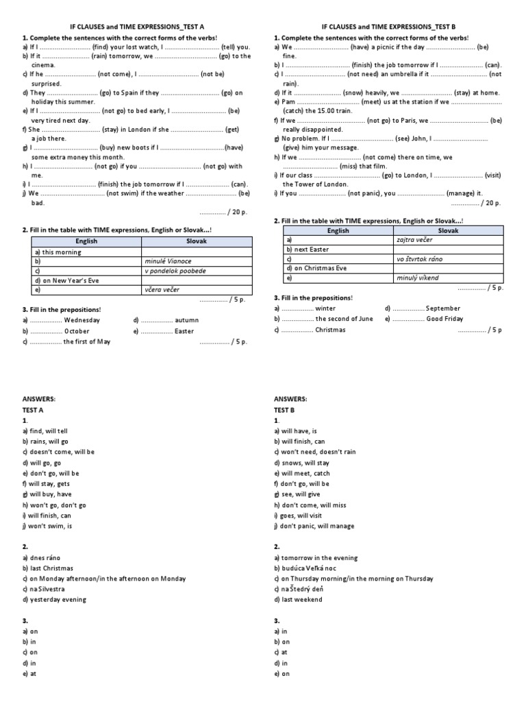 Project 5 - Unit 2 - IF Clauses TEST | PDF | Grammar | Syntax