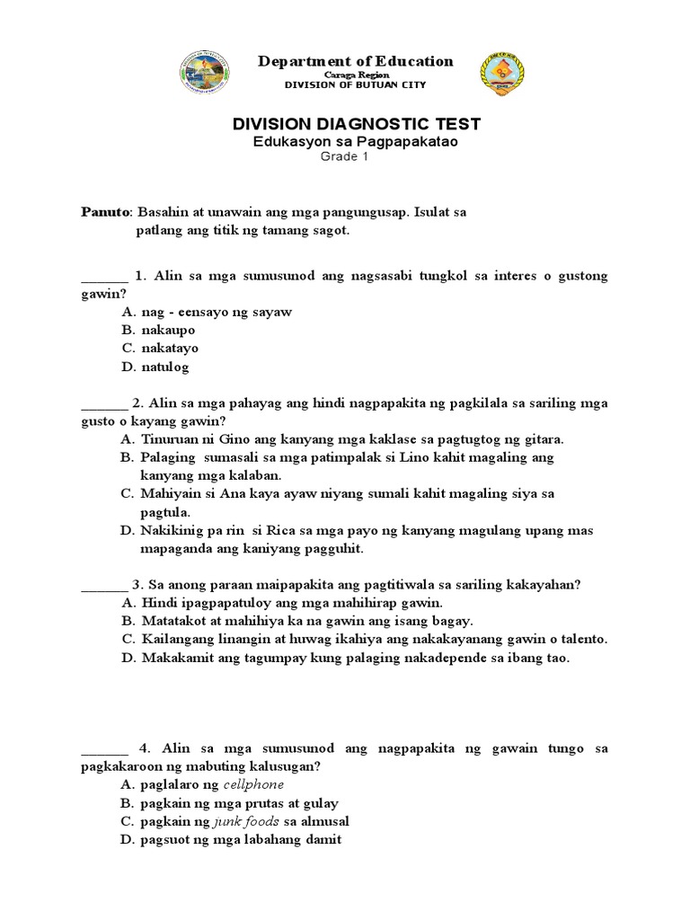 DA in EsP Grade 1-Filipino | PDF