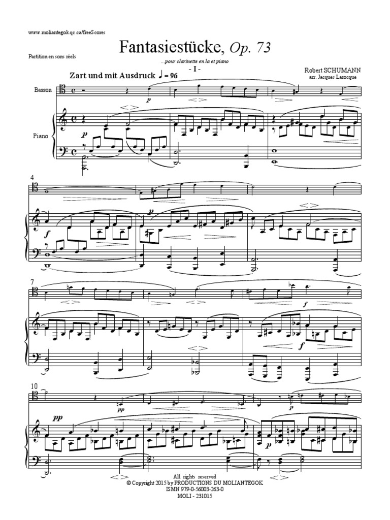 SCHUMANN-Fantasiestücke - Op.73 Parte Piano Fagot | PDF | Robert ...