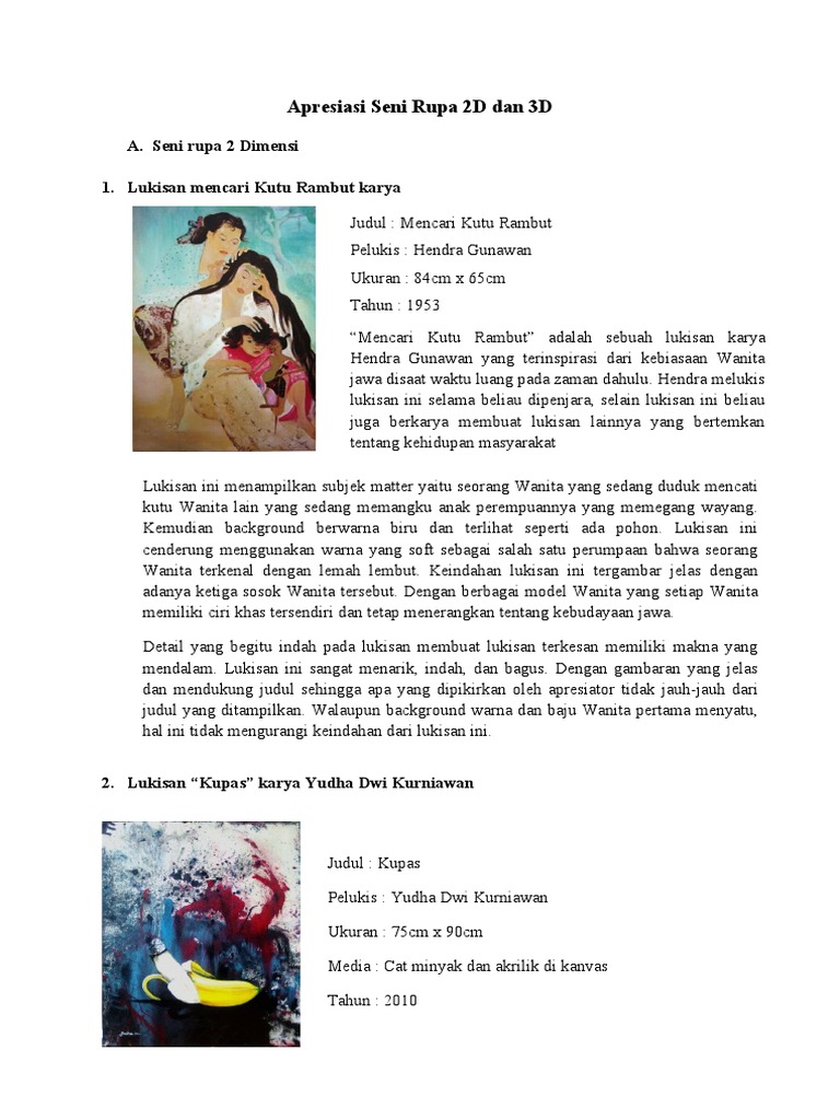Apresiasi Seni Rupa 2D Dan 3D | PDF