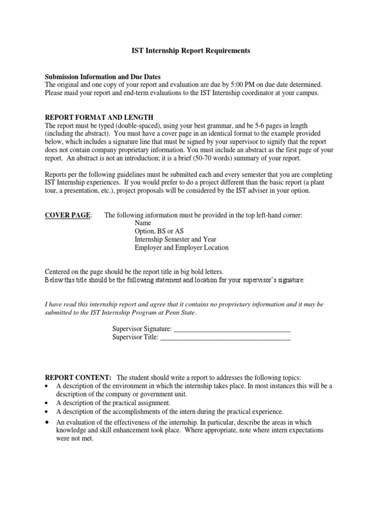 IST Internship Report Requirements | PDF | Internship | Job Hunting