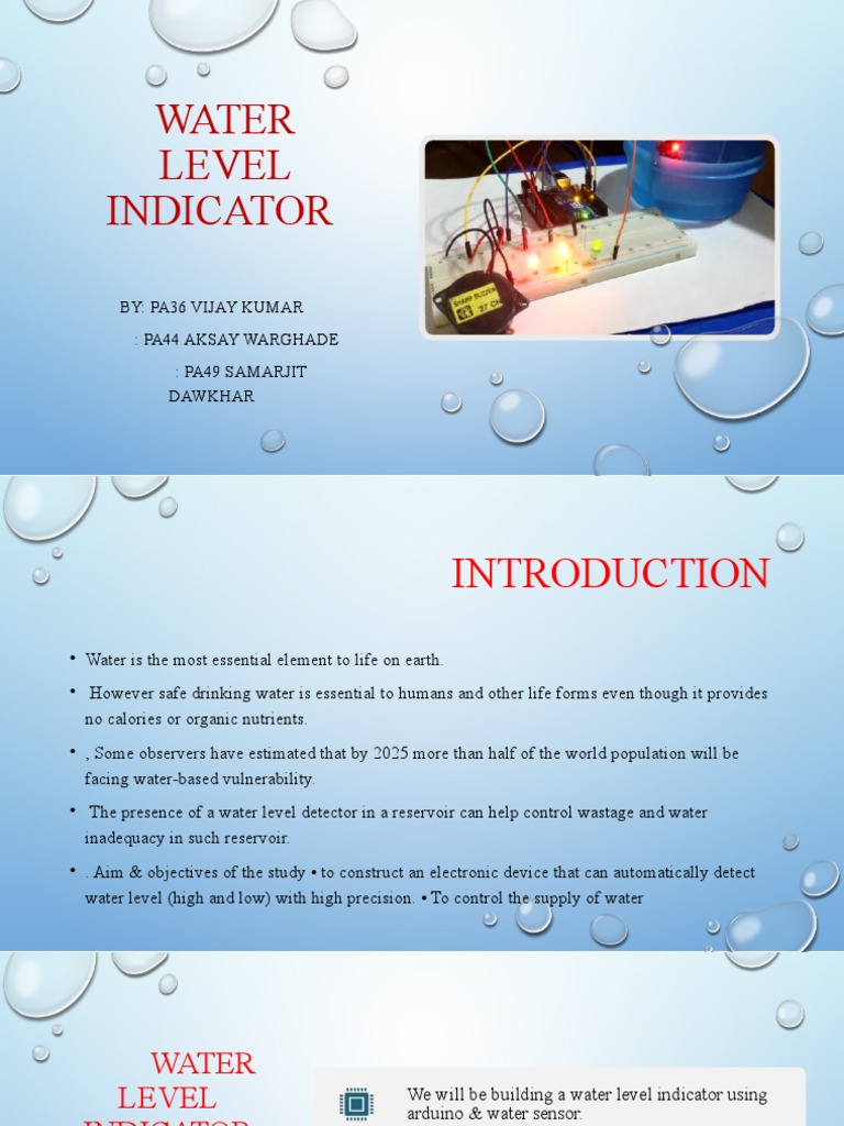 Water Level Indicator Persentation Pdf Water Arduino