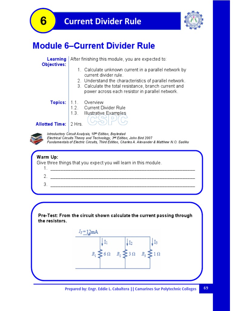 Module 6 - Current Divider Rule | PDF | Series And Parallel Circuits ...
