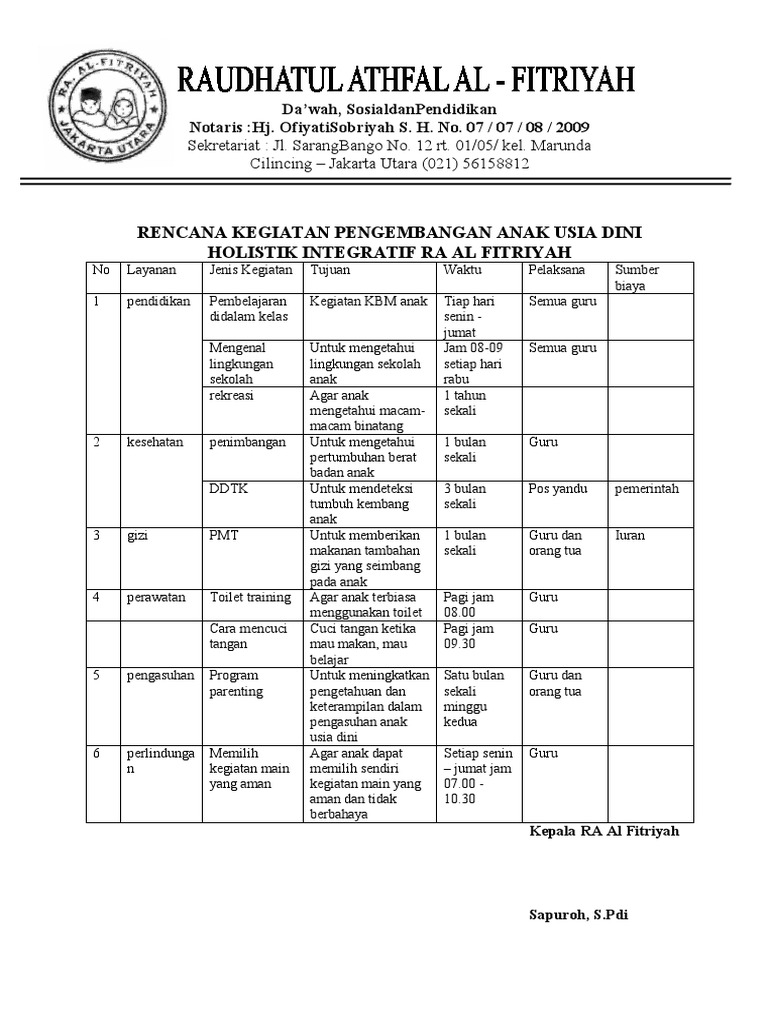 Jadwal Kegiatan Holistik | PDF | Pengembangan Diri | Kesehatan Holistik