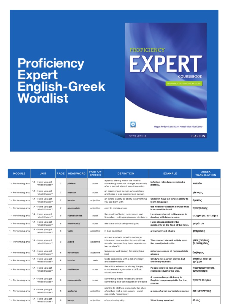 Expert Proficiency Wordlist | PDF | Adjective | Verb