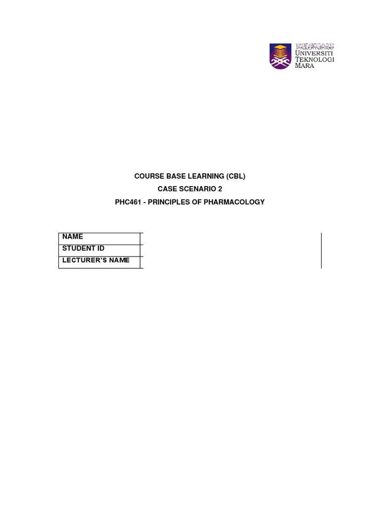 PHC461 - Principles of Pharmacology CBL2 | PDF | Self-Improvement