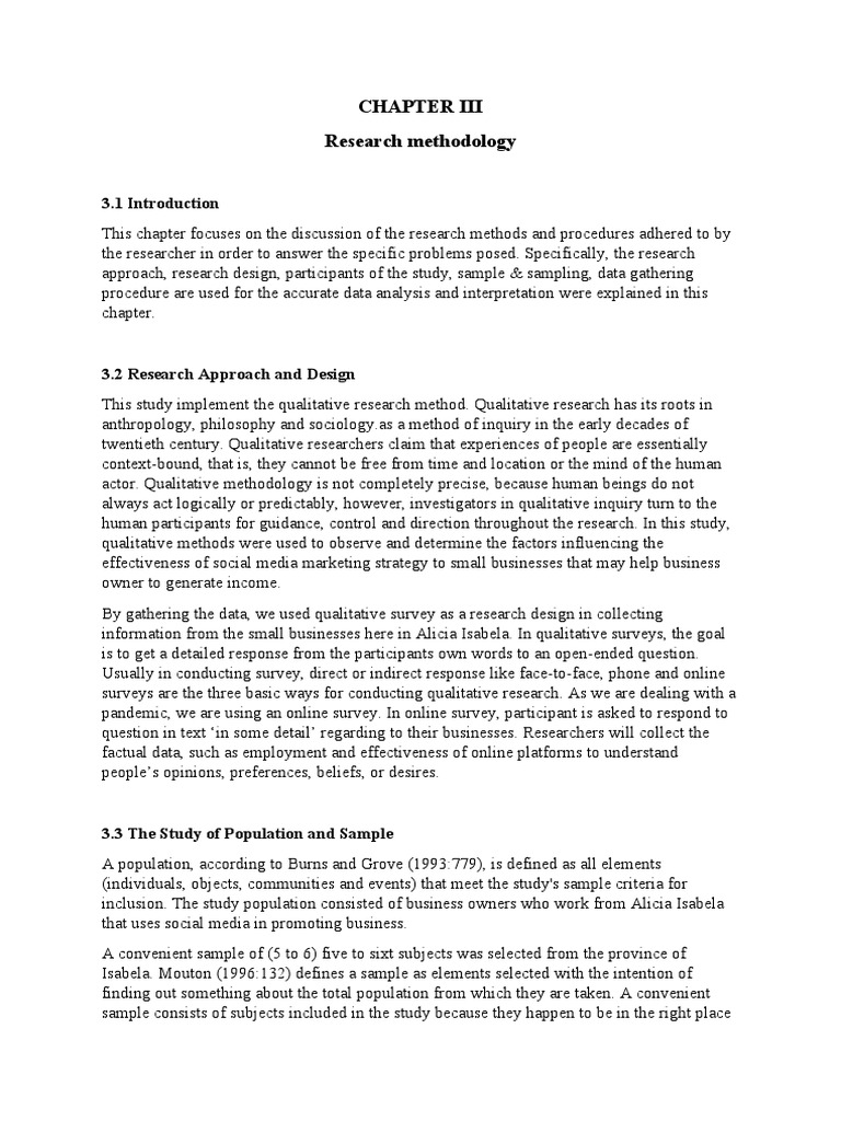 CHAPTER III Research Methodology | PDF | Qualitative Research | Survey Methodology
