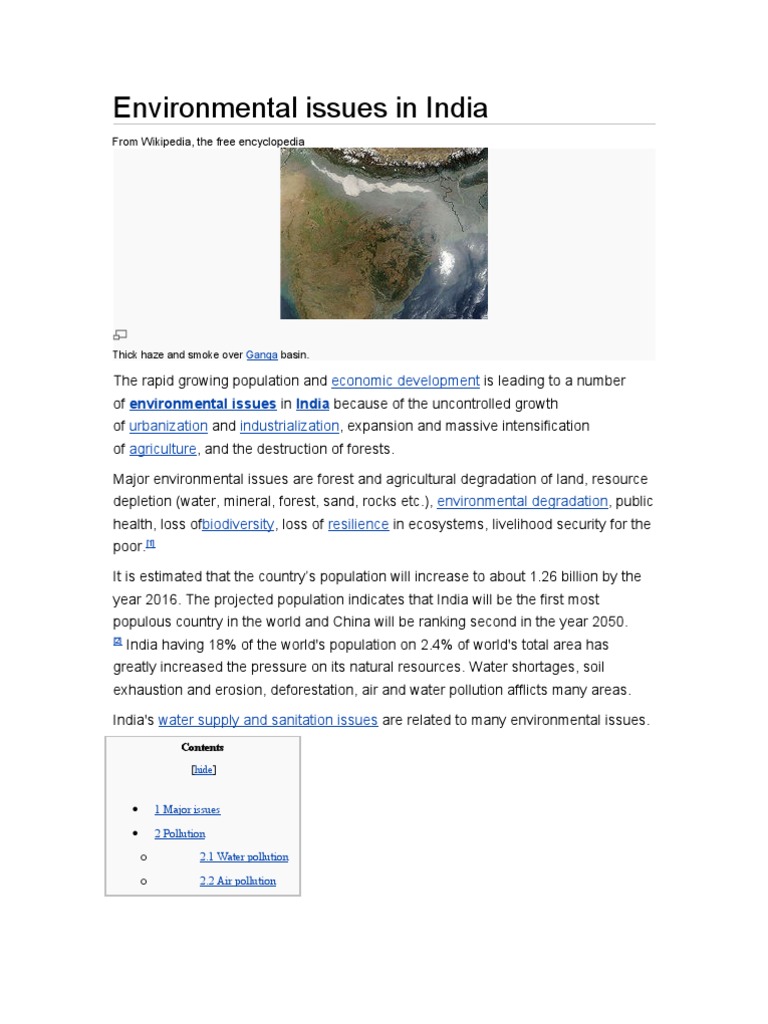 Environmental Issues in India | PDF | Environmental Technology ...