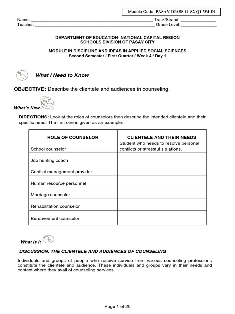 Humms 11 Pasay Diass s2 q1 w4 | PDF | Psychotherapy | Cognitive ...