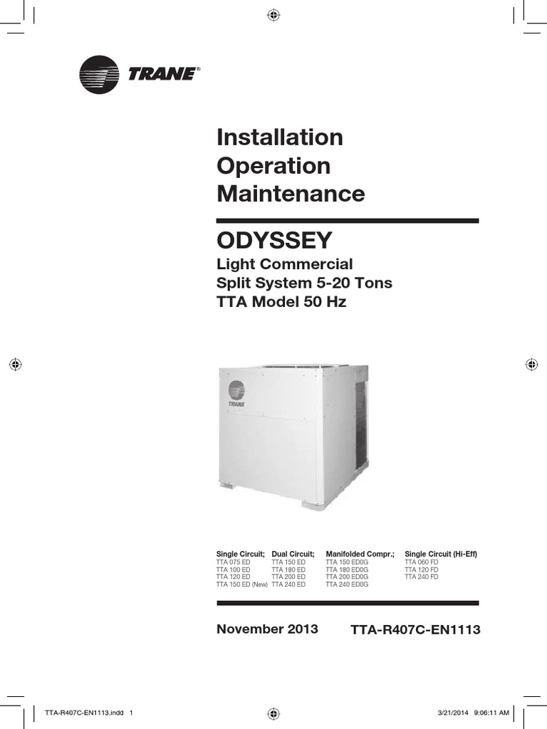 TTA Installation Operation Maint Manual | PDF | Thermostat | Switch