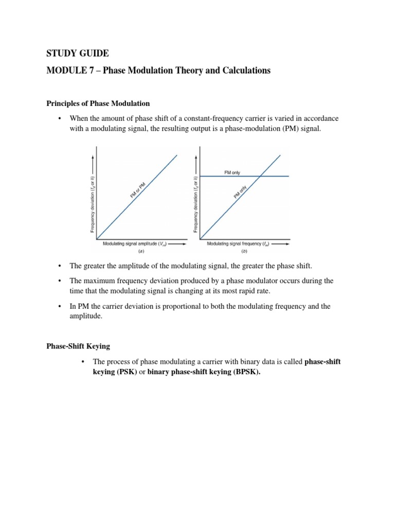 Module 7 Phase Modulation Theory And Calculations 1 Pdf