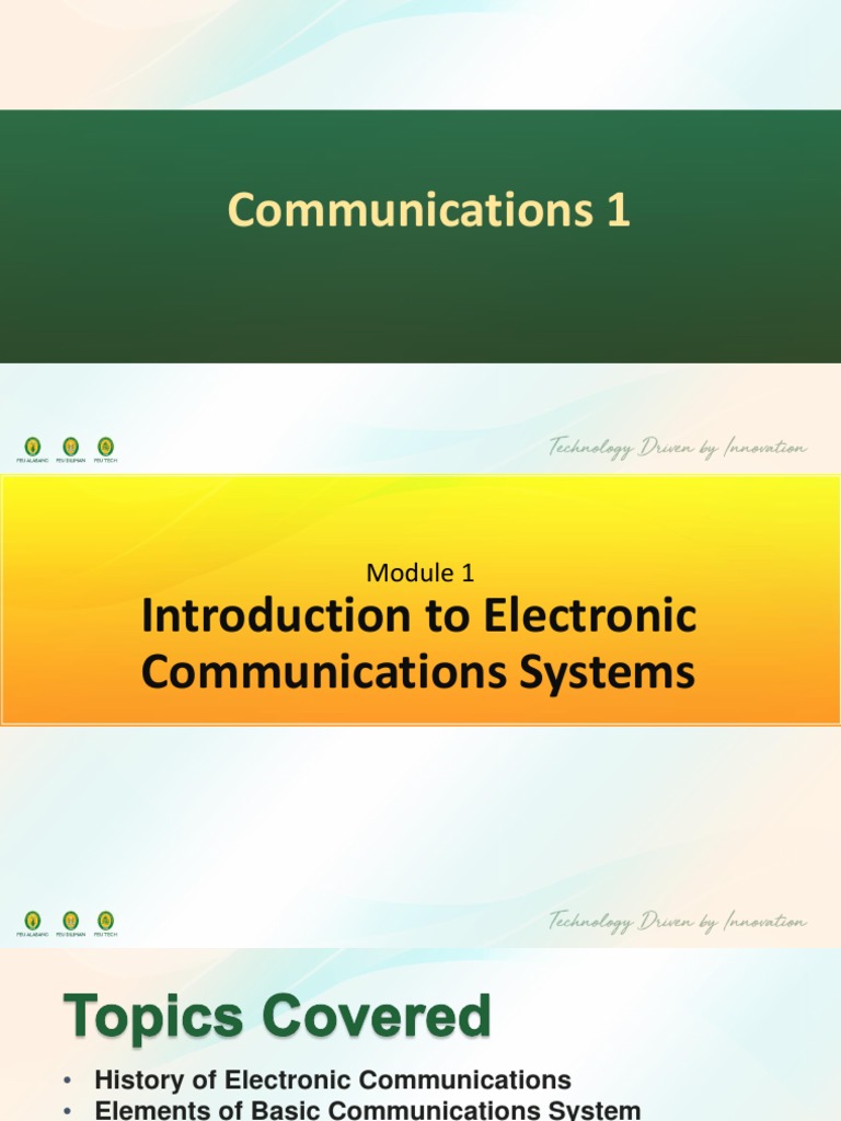 Module 1 - Introduction To Electronic Communications Systems - ECE0025 ...