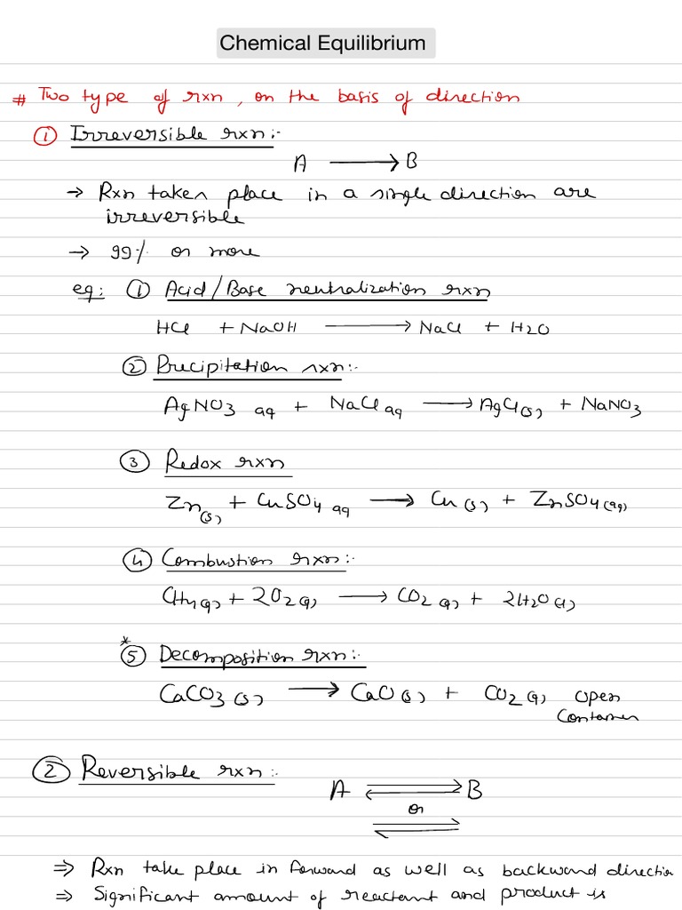 Chemical Equilibrium (IITian Notes - Kota) | PDF | Physical Sciences ...