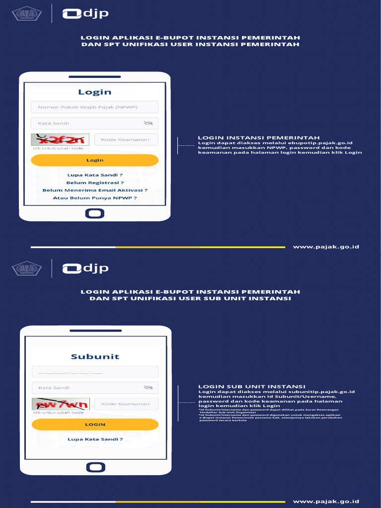 Panduan Login Aplikasi e-Bupot IP | PDF