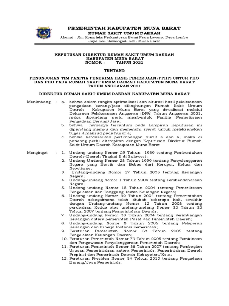 SK Panitia Pemeriksa Hasil Pekerjaan OK | PDF