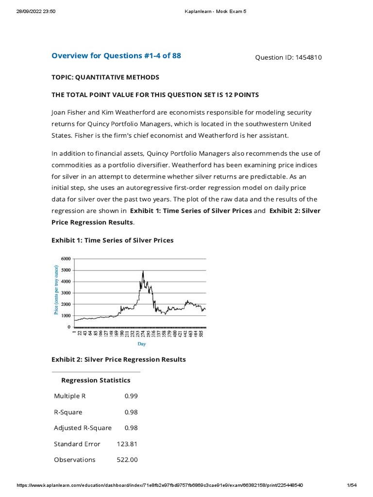 Mock Exam 5 | PDF | Coefficient Of Determination | Mergers And Acquisitions
