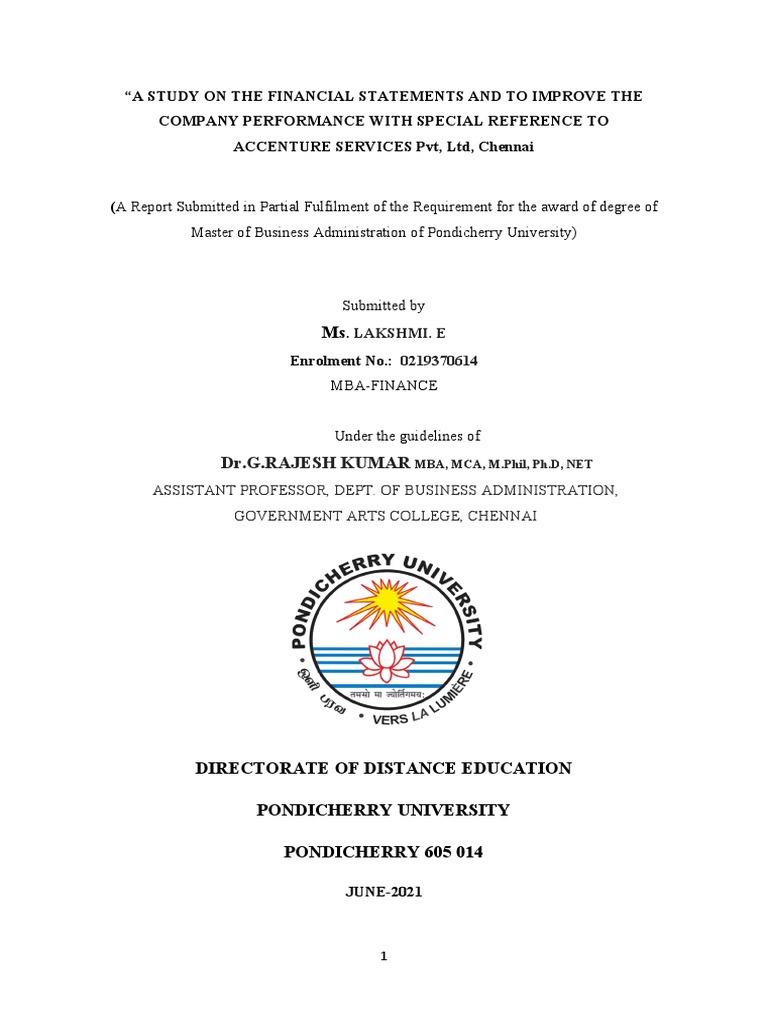 Lakshmi MBA | PDF | Accenture | Financial Statement